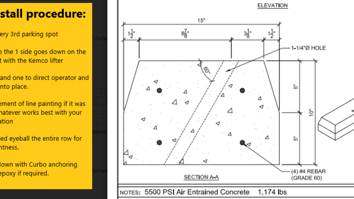 Parking Curb Dimensions